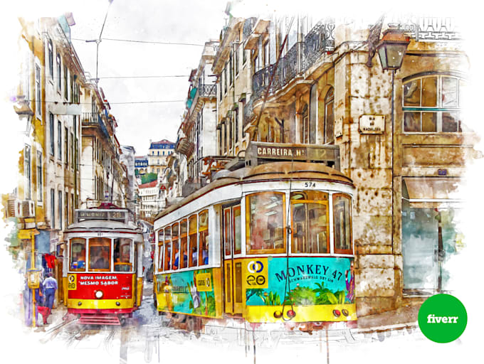 Create your photo into architecture watercolor sketch effect by Yokhowi ...