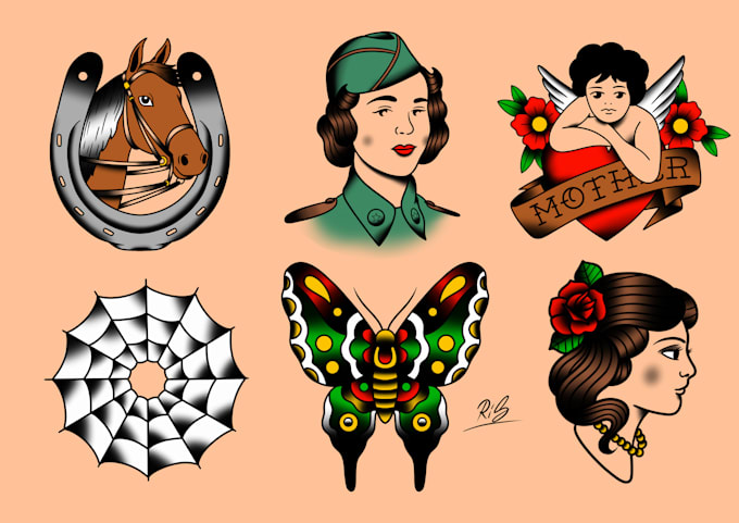 Draw a unique old school tattoo design by Artbyris | Fiverr