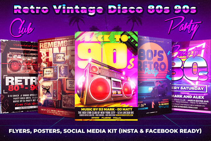 Design retro vintage 80s 90s disco poster event flyer by Waqarnyc | Fiverr
