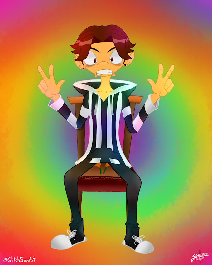 Draw you an amazing full body cartoon illustration by Glitchsanart | Fiverr