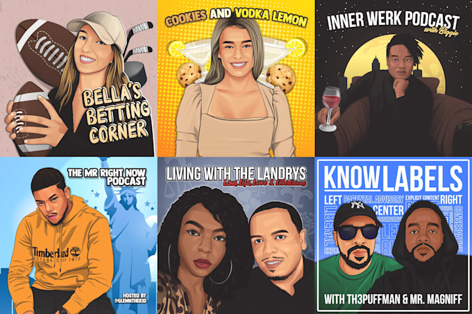 Design podcast logo and cover art with cartoon style by Dayace | Fiverr