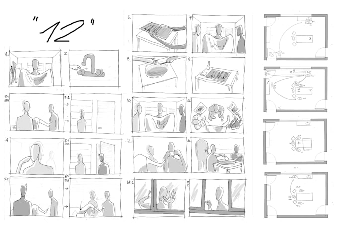 Draw a storyboard and or a floor plan with camera positions by Ana_imp ...
