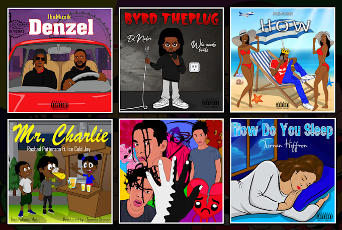 Draw cartoon mixtape cover , album cover art and animation by ...