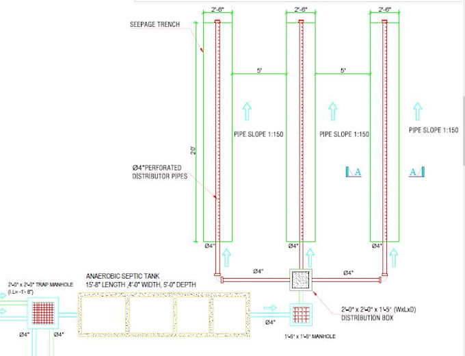 Design onsite waste disposal system including septic tank and ...
