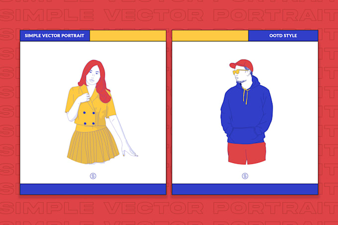 Draw simple line art cartoon portrait illustration for your avatar by ...