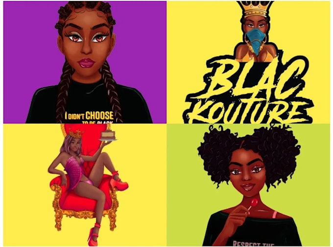 Do african american character designs, cartoon, portrait illustration ...