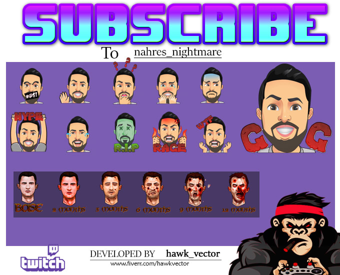 Create custom twitch emotes, badges, sub badges design by Hawkvector ... Create custom twitch emotes, badges, sub badges design by Hawkvector ...