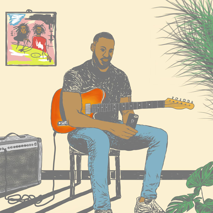 Work illustration in line art comic style by Diongg | Fiverr