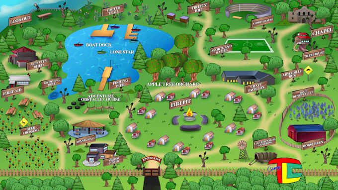 Draw your cartoon map with custom locations by Jfrico | Fiverr