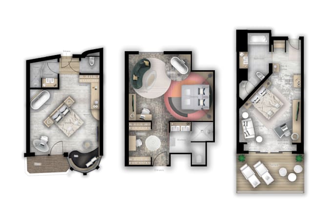 Create a colour 2d photoshop render of your hotel room or resort site ...