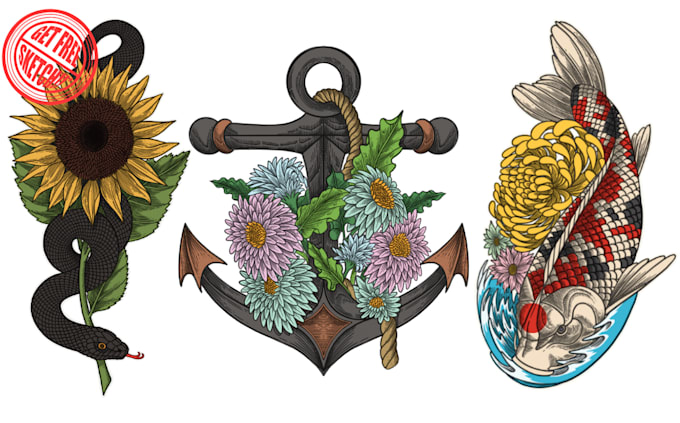 Draw and custom old school traditional tattoo by Bekarious_ | Fiverr