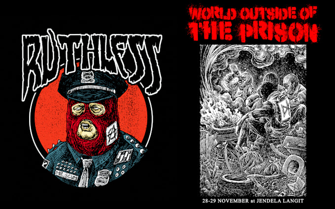 Draw a chaos thrash hardcore punk rock illustrations by Doomesia | Fiverr