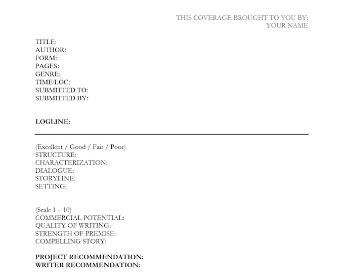 Write professional coverage for your script by Coffeethenwrite | Fiverr