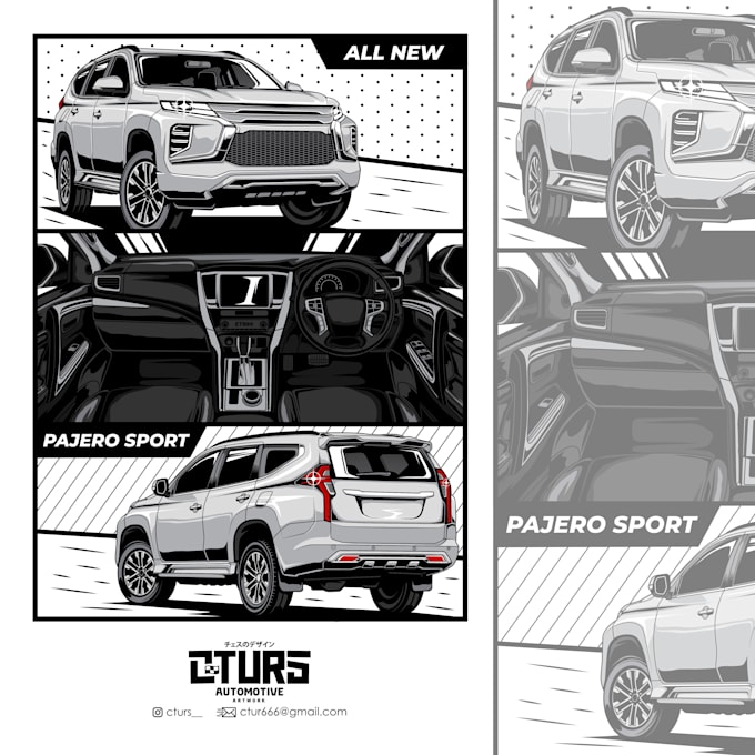 Create cool car illustration with manga style by Duniafantasi | Fiverr