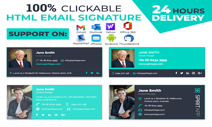 Create custom clickable responsive html email signature by Habibsazal ...