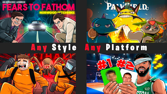 Design cartoon youtube thumbnails for you by W1ckygimshan | Fiverr