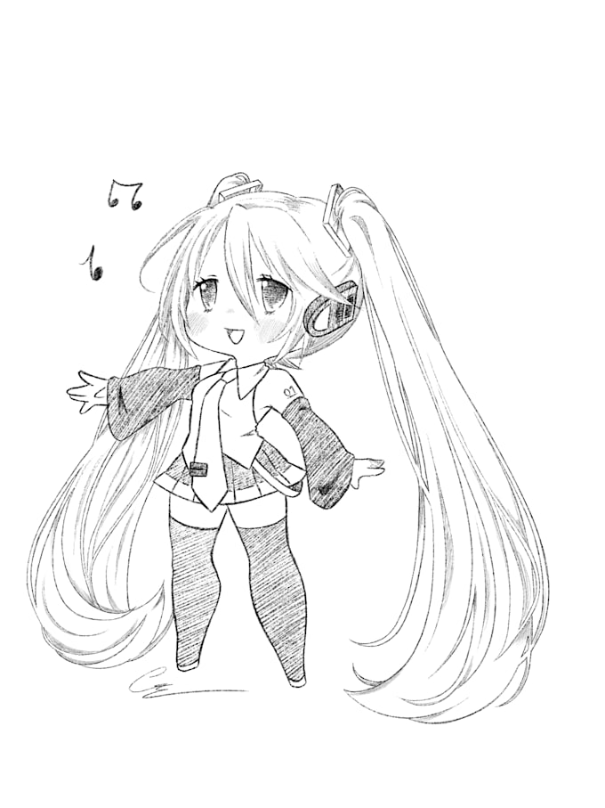 Draw you a chibi black and white sketch by Georgieporgie6 | Fiverr