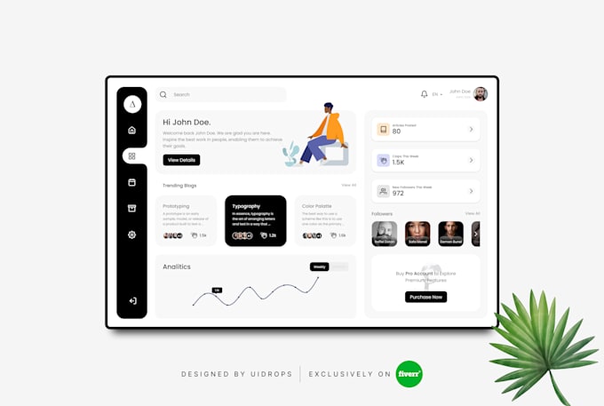 Create A Unique Dashboard Ui Ux Design By Uidrops Fiverr
