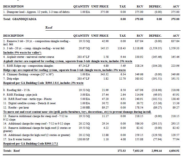 Provide roof plus interior xactimate estimates by Workflowllc | Fiverr