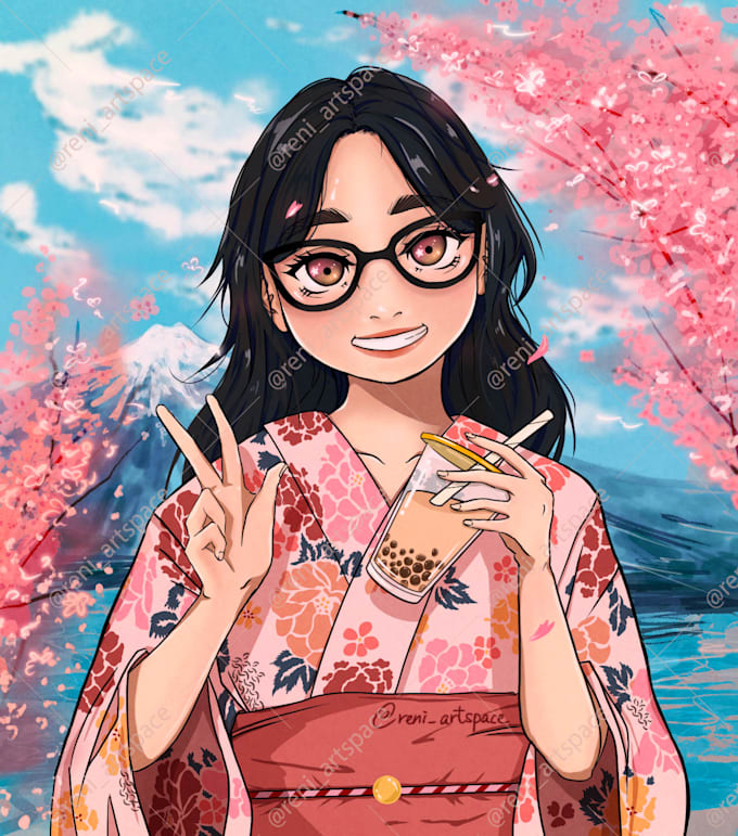 Draw a charming portrait illustration for you by Reni_artspace | Fiverr