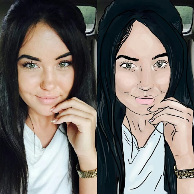 Draw a cartoon version of your selfie in photoshop by Allyybug | Fiverr