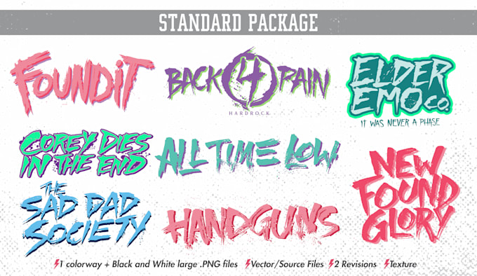 Hand drawn scene emo punk lettering logo by Ponypunx | Fiverr