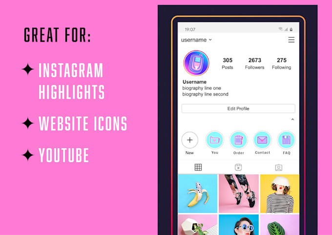 Design eye catching icons for social media by Miracatstudio | Fiverr