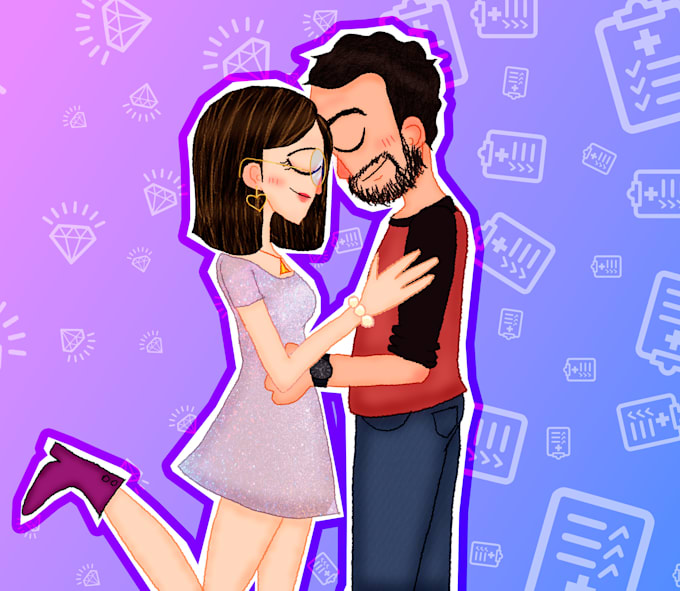 Draw a digital cartoon collage drawing for you by Belentoonvi | Fiverr