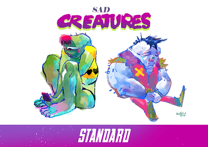 Draw a sad cute creature, little monster in my style by Hurondibujos ...