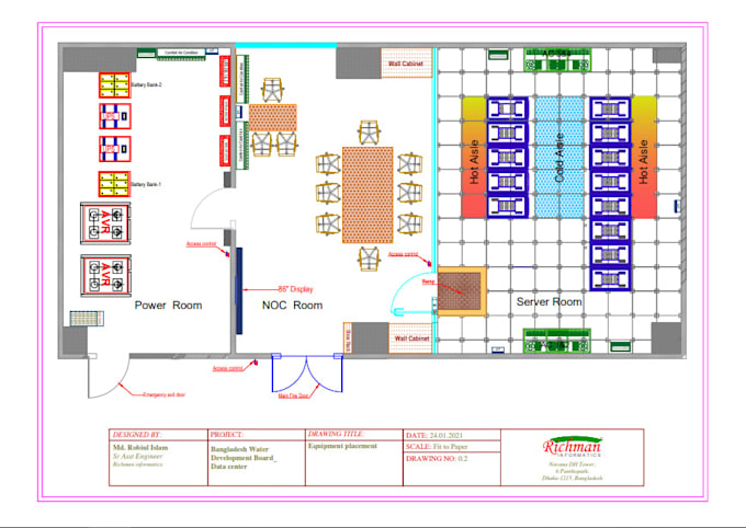 Design and planning server room 2d and 3d by Robiul_eee | Fiverr