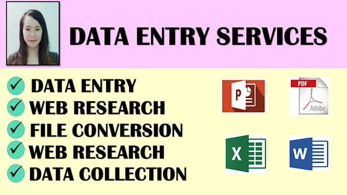 Do any data entry,file conversion,copy paste, typing work, web research by Czem_09 | Fiverr