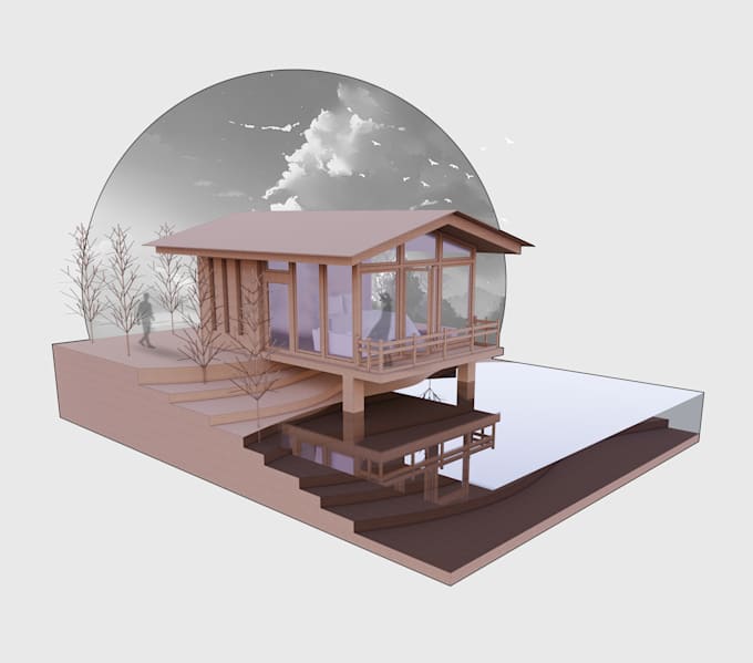 Make virtual wood architectural model rendering of your project by ...