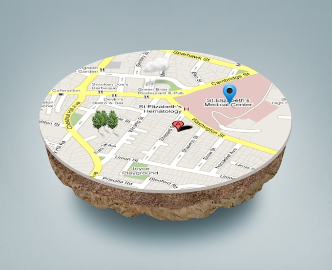 Do two 3d google map mock up with your location by Paulfavier | Fiverr