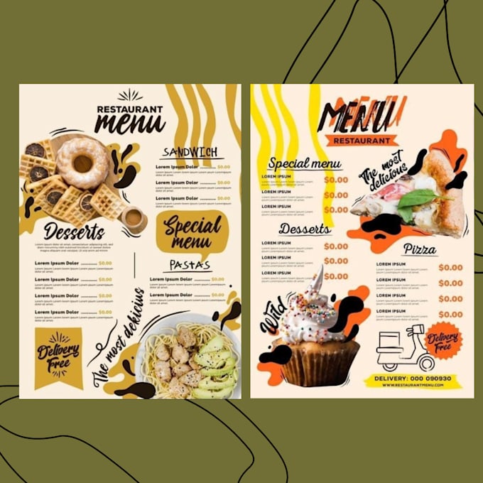 Create an eye catching menu design restaurant and food menus by ...