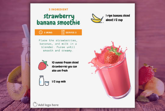 Design professional smoothie recipe infographics for instagram by ...