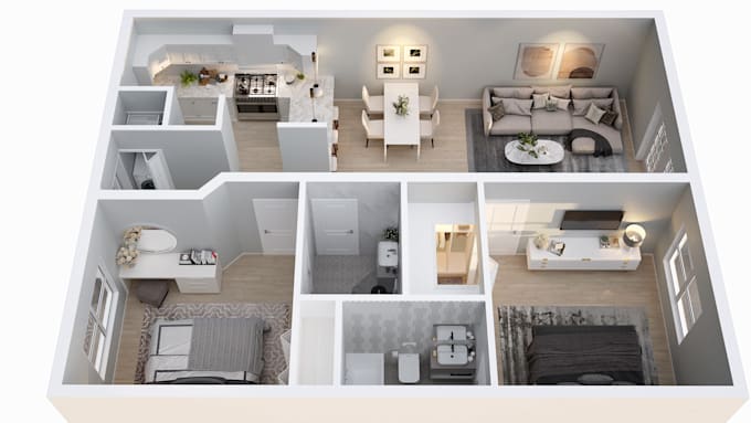 Create 3d floor plan, section and architectural rendering by A9render | Fiverr