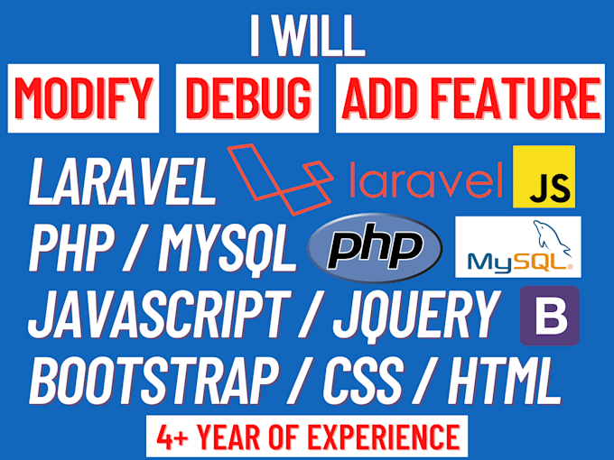 Fix laravel, php, mysql, javascript, jquery, bootstrap website by ...