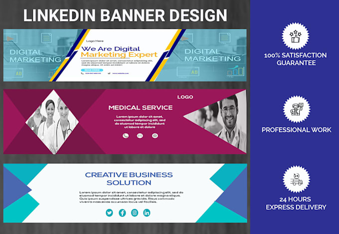 Design creative linkedin cover photo banner professionally by ...