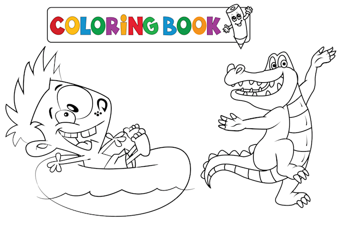 Draw simple black and white cartoon line art illustration by Cartoonlab ...