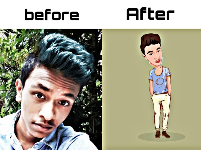 Turn your photo into a funny cartoon image by Kavishkasupun | Fiverr