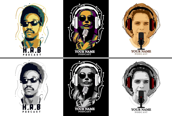 Do a unique podcast logo cartoon design from your photos in my style by ...
