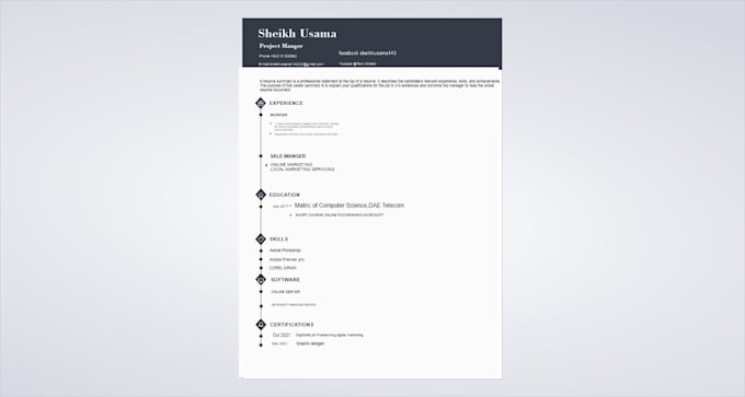 Professional resume template and cv rewrite by Sheikhusama1433 | Fiverr