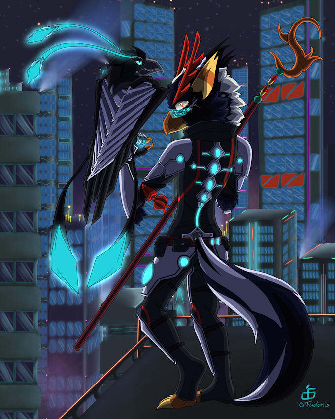 Create a scene drawing of your furry fursona character by Fudonis | Fiverr