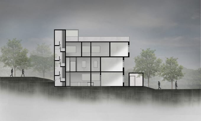 Render architectural plan, elevation, section in photoshop by ...