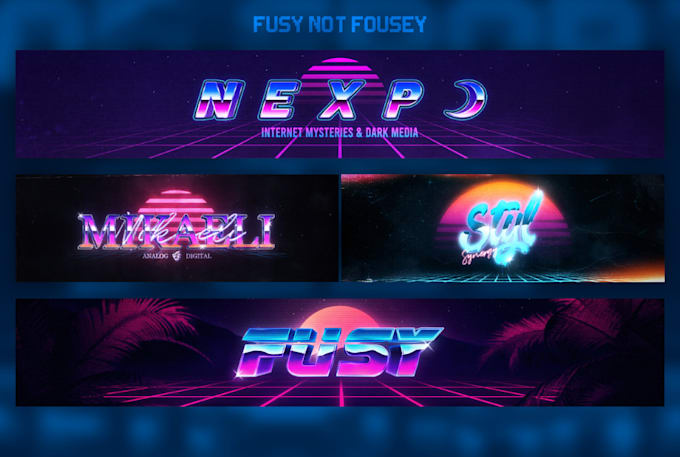 Design a unique 80s synthwave youtube banner by Fusy_not_fousey | Fiverr