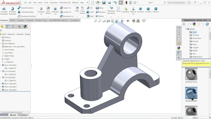 Create 2d,3d part drawing and 3d modeling in solidworks with dimensions ...