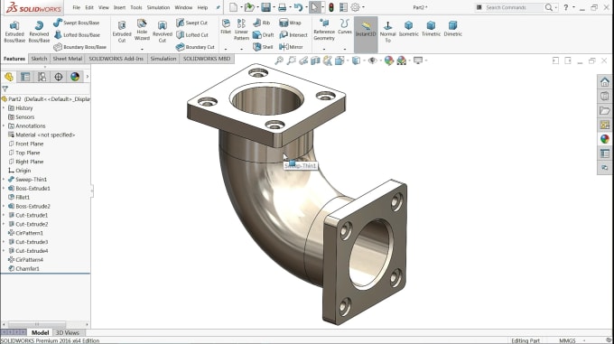 Create 2d,3d part drawing and 3d modeling in solidworks with dimensions ...