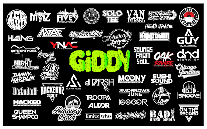 Design dj rap music, record label, producer, typography, band or hip ...