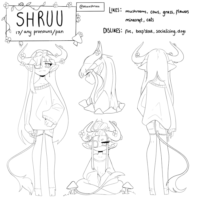 Draw a character sheet for your original character by Muushruu | Fiverr