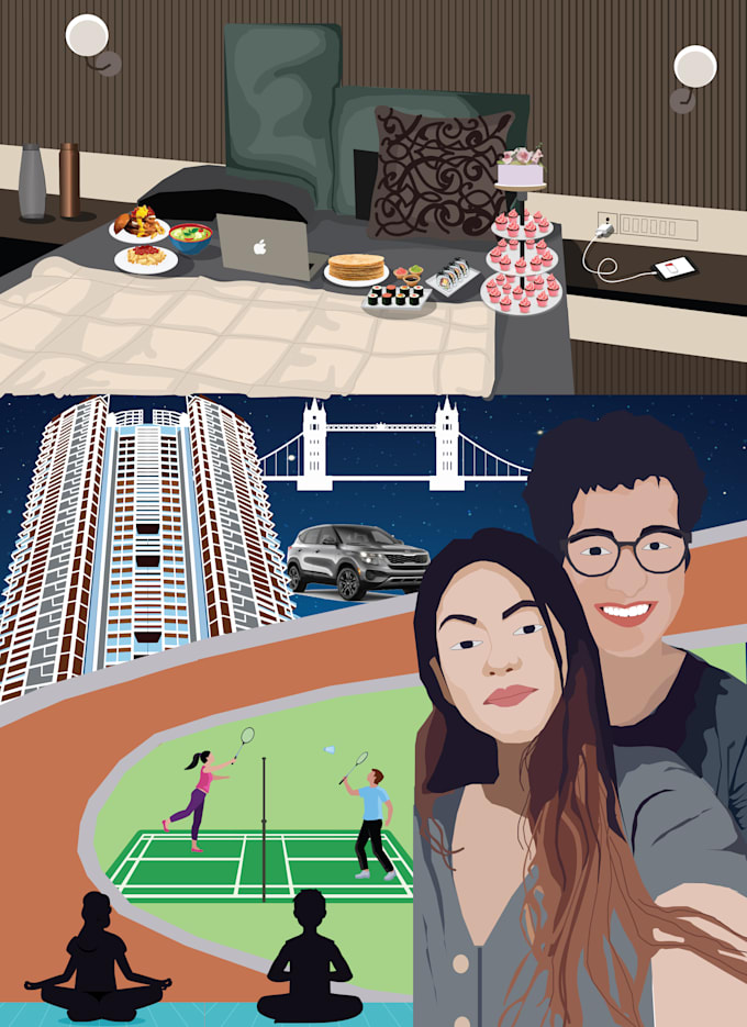 Create memory collage digital illustration by Viyonachavan | Fiverr